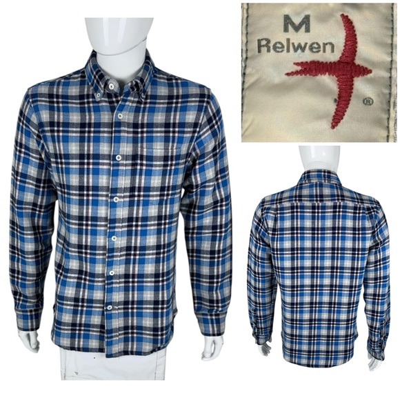 Relwen | Shirts | Relwen Mens Medium Shirt Flannel Button Up Cotton 0 ...